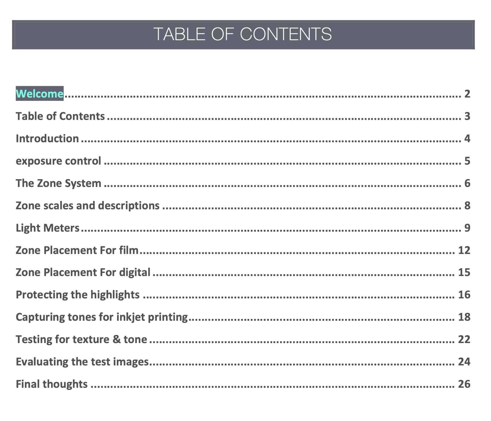 Zone System For Printing